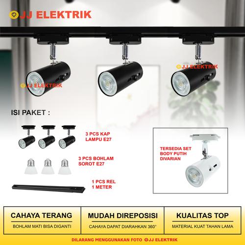 Jual Paket 3 Set Lampu Sorot Rel Plafon LED Spotlight Track Light Rell ...