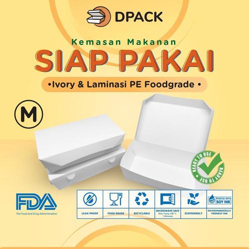 Jual Paper Lunch Box Ukuran M FoodGrade kemasan makanan kotak polos ...