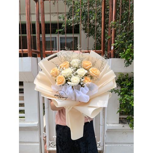Jual Rose Bouquet 10 Stems - Buket Bunga Mawar 10 Tangkai - Peach ...