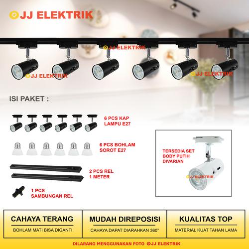 Jual Paket 6 Set Lampu Sorot Rel Plafon Spotlight Track Light Rell 2 ...