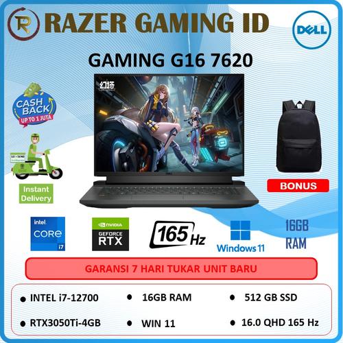 Jual DELL GAMING G16 7620 i7 12700 RTX3050TI 16GB 512GB 16.0QHD IPS 165Hz - STANDARD, WINDOWS 11 ...