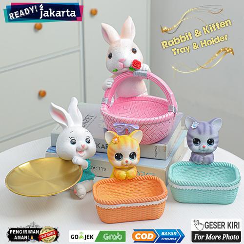 Jual Patung Kelinci Kucing Bawa Nampan Tatakan Rabbit Tray Cat Tray ...