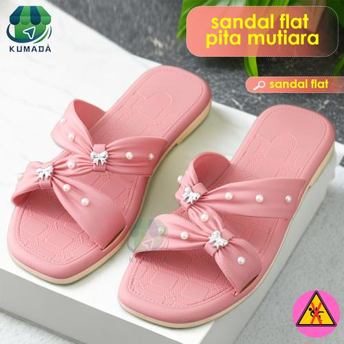 Jual Sandal Wanita Trendy Nyaman Sandal Flat Wanita - Biru Muda, 40 ...