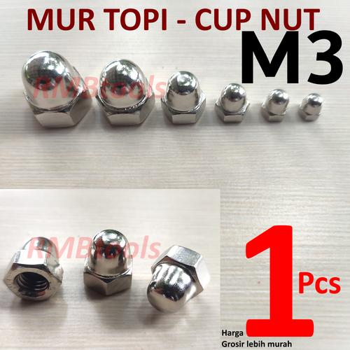 Jual MUR TOPI M3 KUNCI 5.5 CHROMED NICKEL / CUP NUT M3 PITCH 0.50 ...