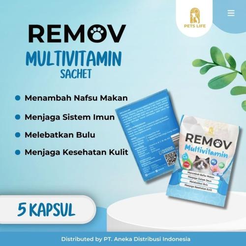 Jual REMOV Vitamin Kucing Sachet isi 5 Kapsul - multivitamin - Jakarta ...