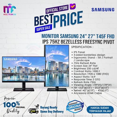 Promo Monitor Samsung 24" F24T450 75Hz FHD IPS Pivot T45F Garansi Resmi ...