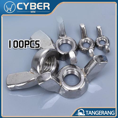 Jual 100 buah mur kuping M4 M6 M8 baut kuping Besi Galvanis wing nut ...