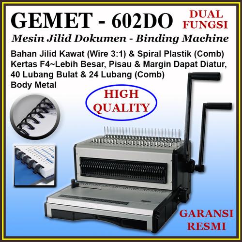 Jual GEMET 602DO Mesin Jilid Spiral Plastik & Kawat 3:1, F4, Official ...