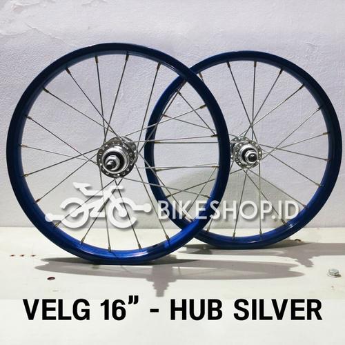 Jual Velg wheelset 16 inch sepeda anak bahan besi biru rims bmx mini ...