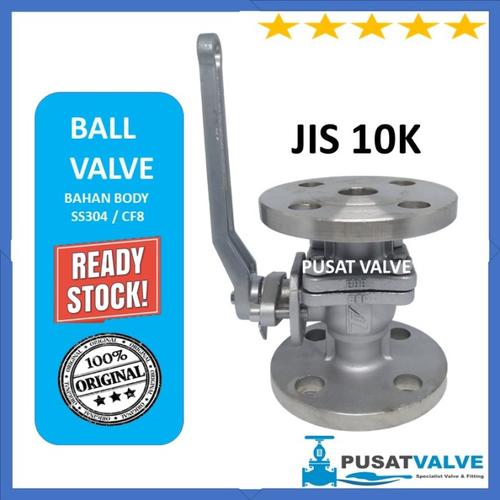 Jual KRAN BALL VALVE STAINLESS FLANGE JIS10K BAHAN SS304 CF8 UKURAN 1/2 ...