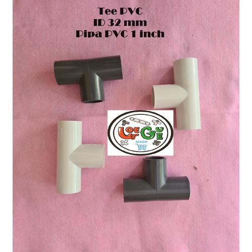 Jual sambungan fitting tee pipa pvc 1" inch konektor rak hidroponik ...