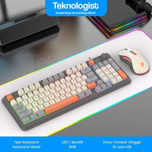 Jual Keyboard Mechanical RGB LED Wired 94 Keys Top Knob with Mouse ...