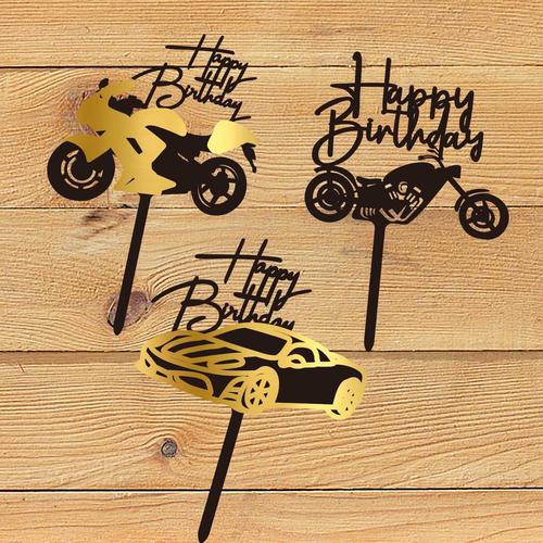 Jual CAKE TOPPER HAPPY BIRTHDAY TEMA MOTOR BALAP AKRILIK - Hitam - Kota ...