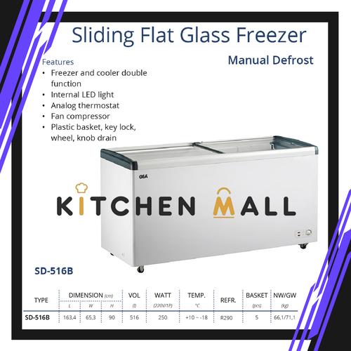 Jual Gea SD-516B SD516B Sliding Flat Glass Freezer Kaca Datar 516 L ...