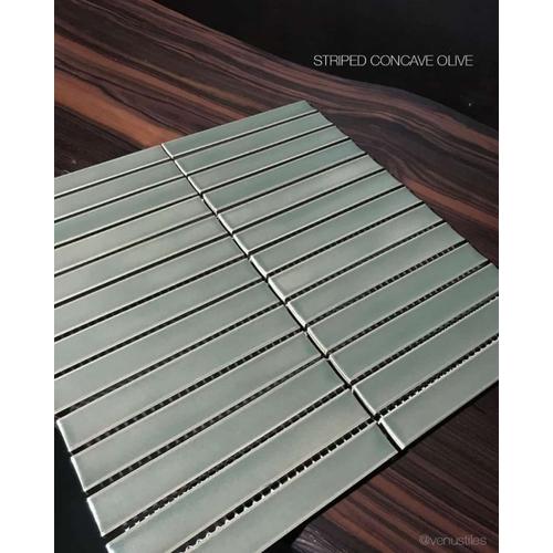 Jual Mosaic Mozaic Mosaik Mozaik Venus Pottery Striped Concave Olive ...