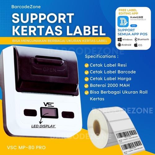 Jual PRINTER LABEL THERMAL VSC MP-80L PRO LABEL HARGA RESI ALAMAT- PORTABLE - Jakarta Pusat ...