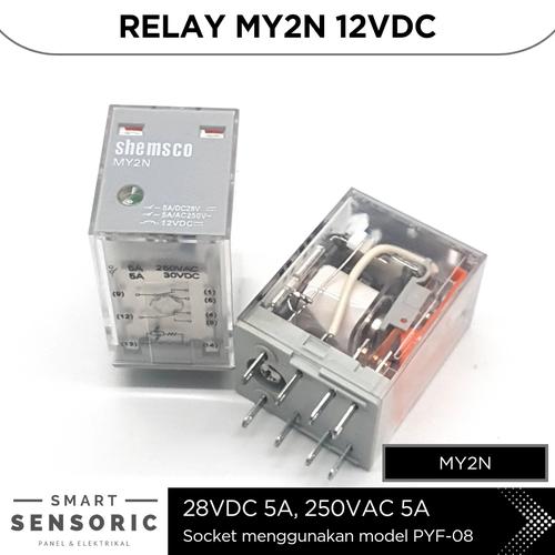 Jual Shemsco MY2N 12 VDC Relay NO NC 5A Socket 8 Pin Relai MY - Jakarta ...