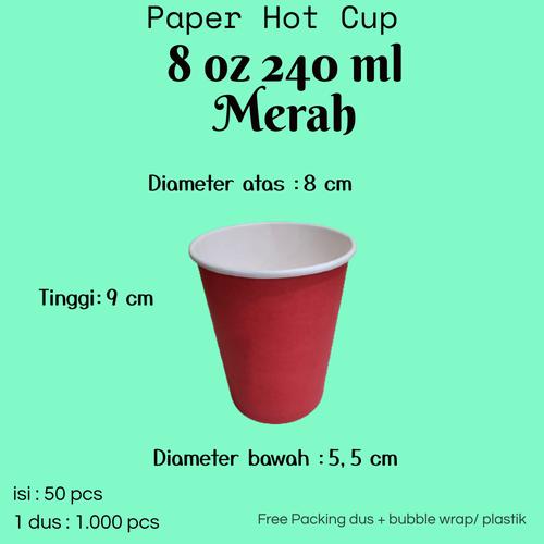Jual Paper Hot Cup 8 oz 240 ml Gelas Kertas MERAH isi 50 pcs - Jakarta Utara - Space Cup | Tokopedia