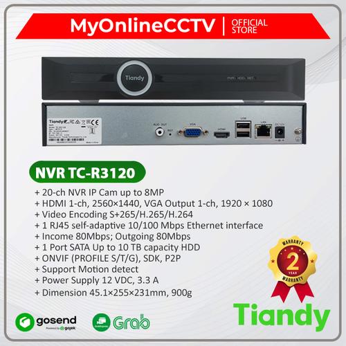 Promo TIANDY TC-R3120 NVR 8MP 20Ch Support Onvif IP Camera CCTV - NVR ...