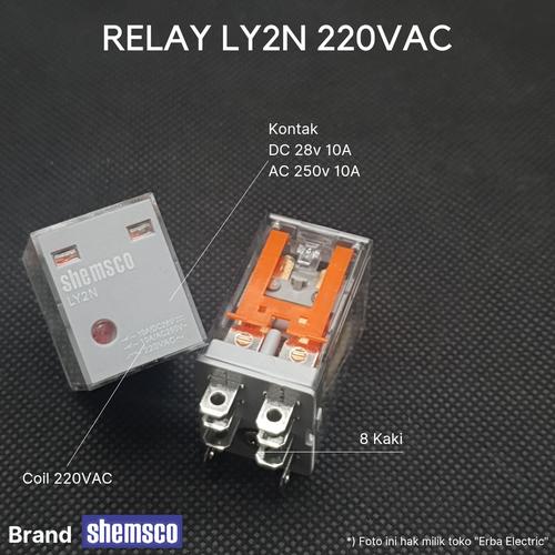 Jual Shemsco LY2N 220 VAC Relay Kontak 10A Relai LY socket 8 pin - Kota Bandung - Erba Electric ...