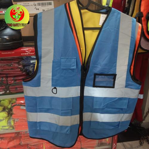 Jual ROMPI SAFETY / SAFETY VEST BAHAN POLYESTER ID CARD ZIPPER BIRU ...
