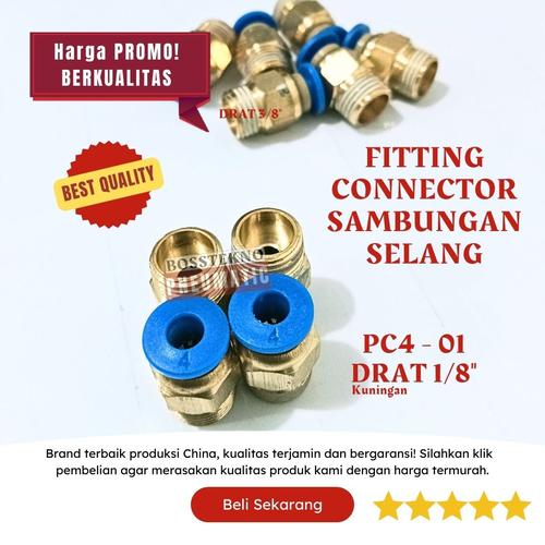 Jual Grosir Fitting Pneumatic sambungan selang NEPEL SLIP LOCK 4mm 1/8 ...