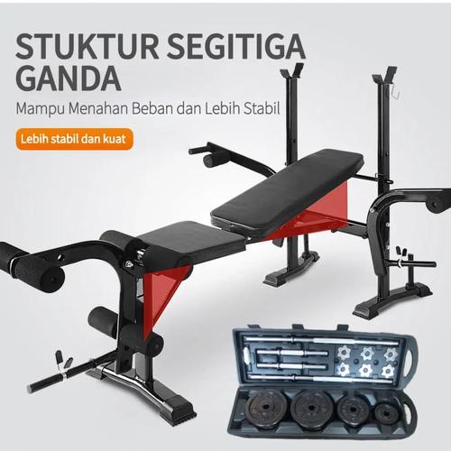 Jual Bench press gym banch papan duduk + stik dan 40 kg beban full ...