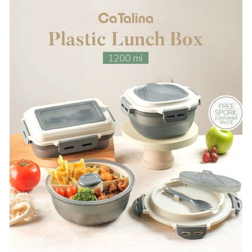 Jual Lunch Box Kotak Makan Bento 1200 ml FREE Spork BPA Free - Kota ...
