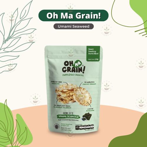 Promo Oh Ma Grain Rice Crackers Seaweed Rasa Rumput Laut 50gr - Snack ...