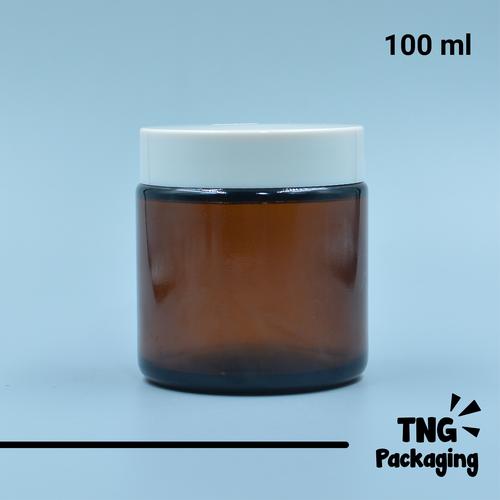 Jual Botol Kaca Amber 100ml Tutup Plastik Putih Botol Kaca Jar Dengan ...
