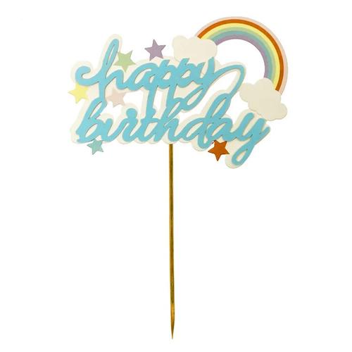 Jual Cake Topper Happy Birthday Awan Pelangi Tulisan Sambung / Tusukan ...