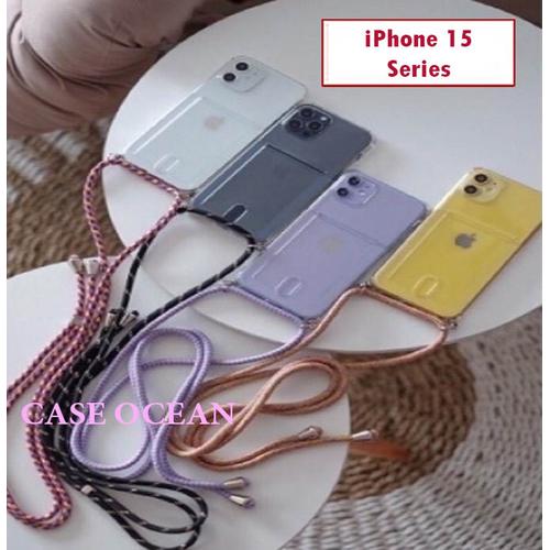 Jual iPhone 15 Pro Soft Case Slot Card Holder Casing Sling Lanyard Tali ...