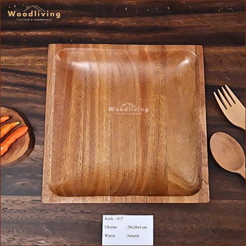 Jual Woodliving Square Plate Kayu Mahogany Piring Saji Resto - Non ...