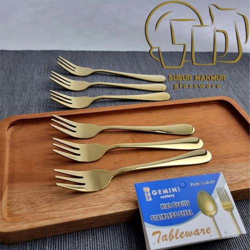 Jual [6 pcs] Garpu Cake / Buah Gold Tebal Hotel Stainless Steel Gold ...