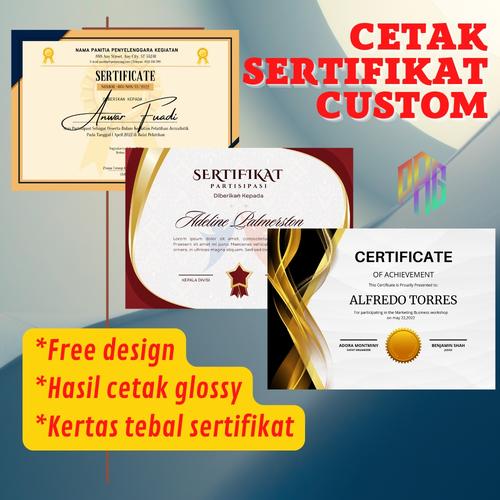 Jual Cetak Piagam / Sertifikat Custom A4 Bahan Art Paper Linen Jasmine ...