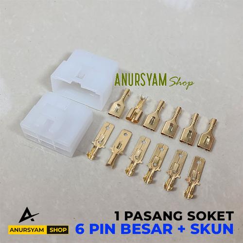 Jual Soket Konektor Kabel 6 Pin Besar 1 Pasang + Skun Soket Sambungan ...