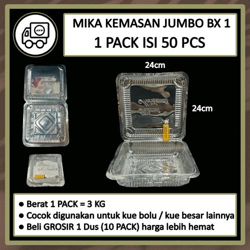 Jual Mika BX 1 Jumbo 24 x 24 cm Box Mika Plastik Kemasan Kue isi 50 pcs ...