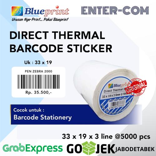 Jual BLUEPRINT 33x19 mm 3 Line 5000pcs Direct Thermal Sticker Label Barcode - Jakarta Utara ...