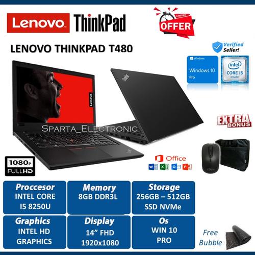 Jual Laptop Lenovo Thinkpad T480 Core i5 Gen 8 Ram 24GB SSD 512GB FREE ...