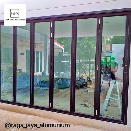 Jual pintu lipat aluminium kaca komplit bebas warna / folding door ...