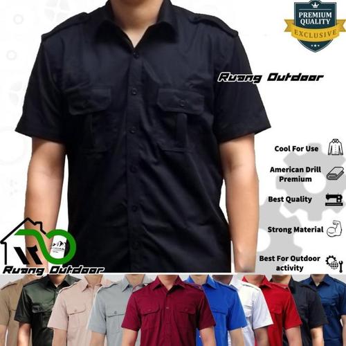Jual Kemeja Kantor Pria Premium Lapangan Baju Pdl Pdh Hitam Lengan ...