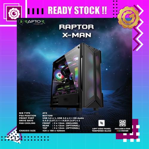 Jual Casing Komputer PC Power Up Raptor X-Man XMan with LED FAN M-ATX ...