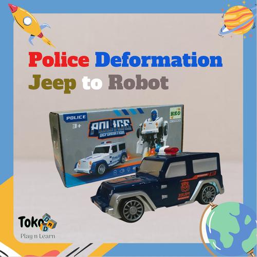 Jual Mainan Anak Police Deformation Robot Car Mobil Jeep Polisi ...