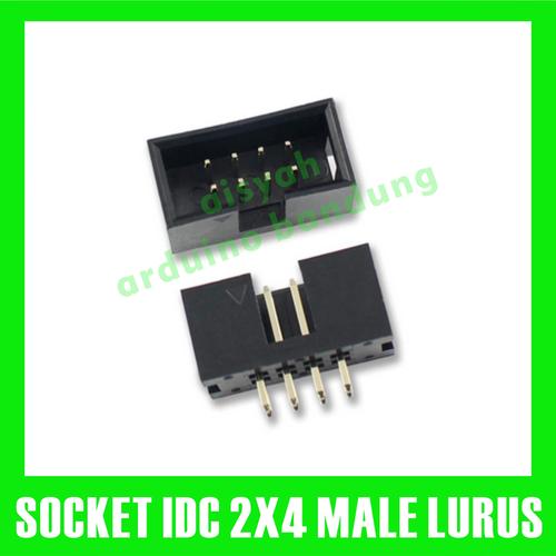 Promo DC3-8P Socket IDC Male Lurus 8P 8 Pin 2x4 2.54mm Box Header JTAG ...