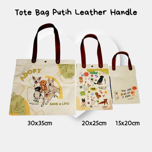Jual READY: Tote Bag Putih Desain Unik Tali Kulit - Kab. Bogor ...
