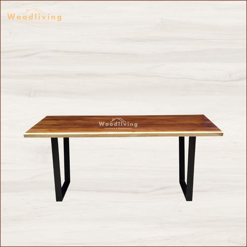 Jual Woodliving Dining Table Kayu Trembesi Solid Kaki besi minimalis ...