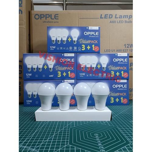 Jual PAKET ISI 4 LAMPU OPPLE ULTRA SAVE LED BULB 12W VALUE PACK 3+1 ...