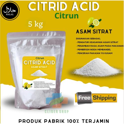 Jual CITRIC ACID 5KG ORIGINAL / CITRUN 5KG / ASAM SITRAT MONOHYDRATE ...