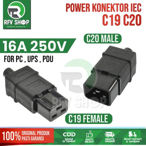 Jual Konektor Power Socket IEC C20 Male / C19 Female 16A 250V for PDU ...