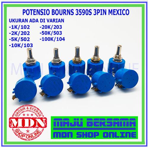 Jual Potensio bourns 1k 2k 5k 10k 20k 50k 100k multi turn - 1K OHM ...